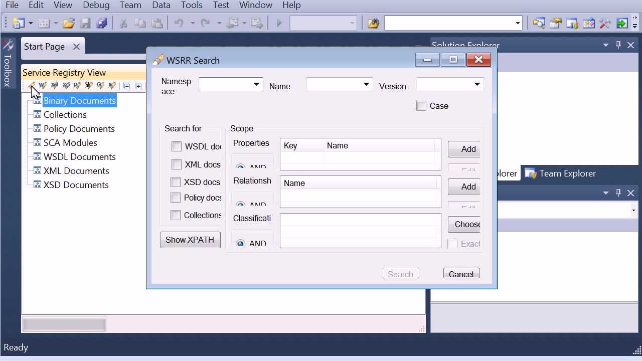 Search for objects with the WSRR plugin for Microsoft Visual Studio ...