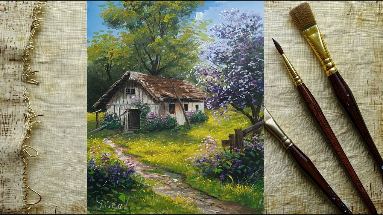 Köy Evi Akrilik Boya /Landscape Acrylic Painting - YouTube