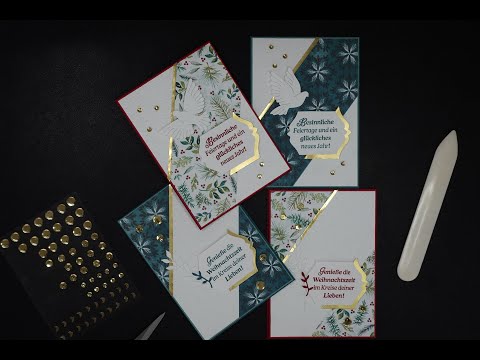 Wunderschöne Weihnachtskarte – Elegante Tannen & Flocken - Bastel-Anleitung - Stampin up