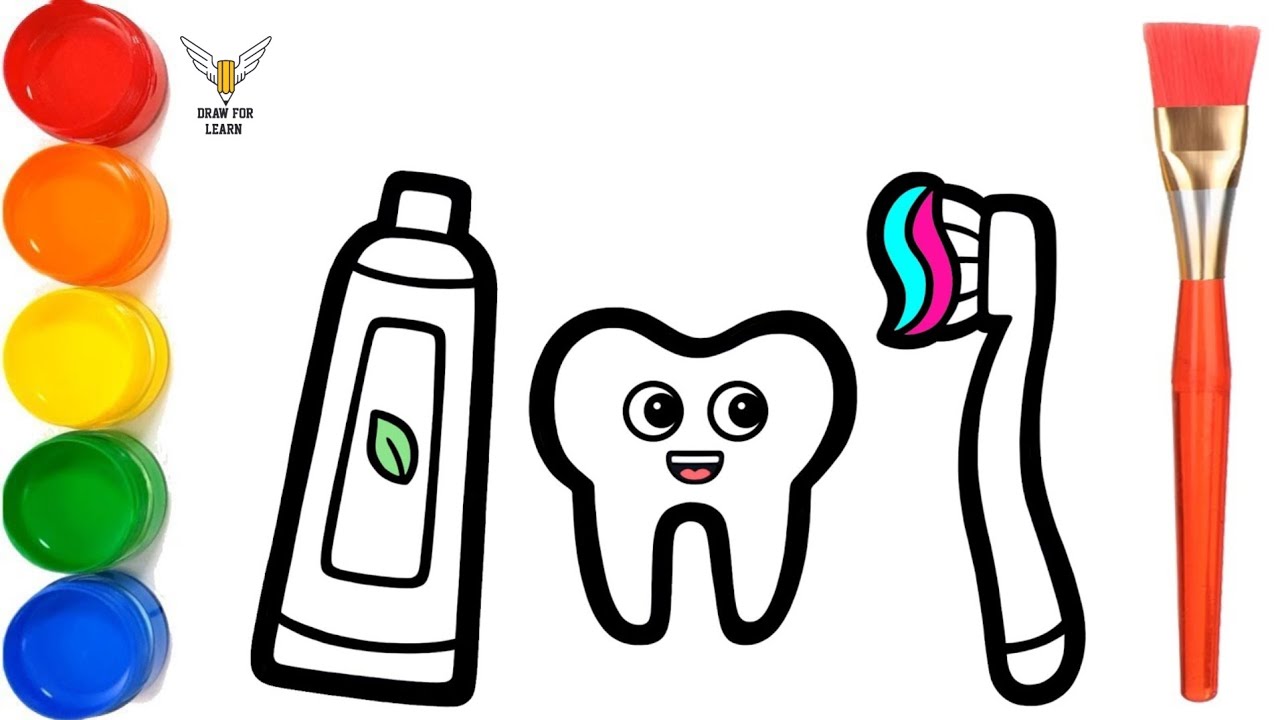 How to Draw baby teeth cleaning drawing, Painting and Coloring for Kids ...