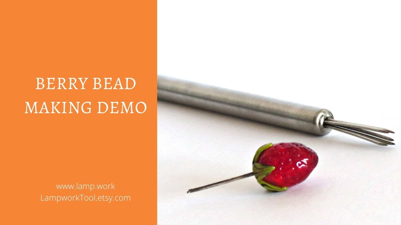 Strawberry lampwork bead making - multi-poking tool in action - YouTube