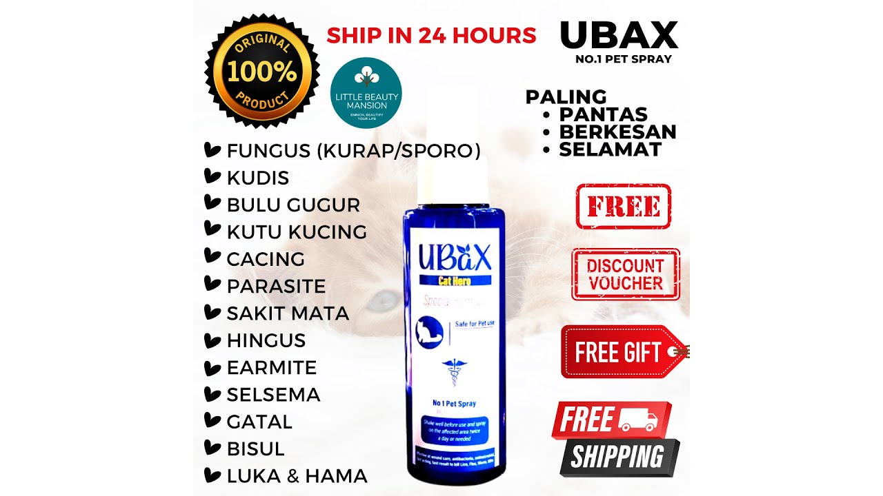 UBAX Spray Kutu Kurap Cacing Luka Sakit Mata Hama Kudis Bisual Selsema ...