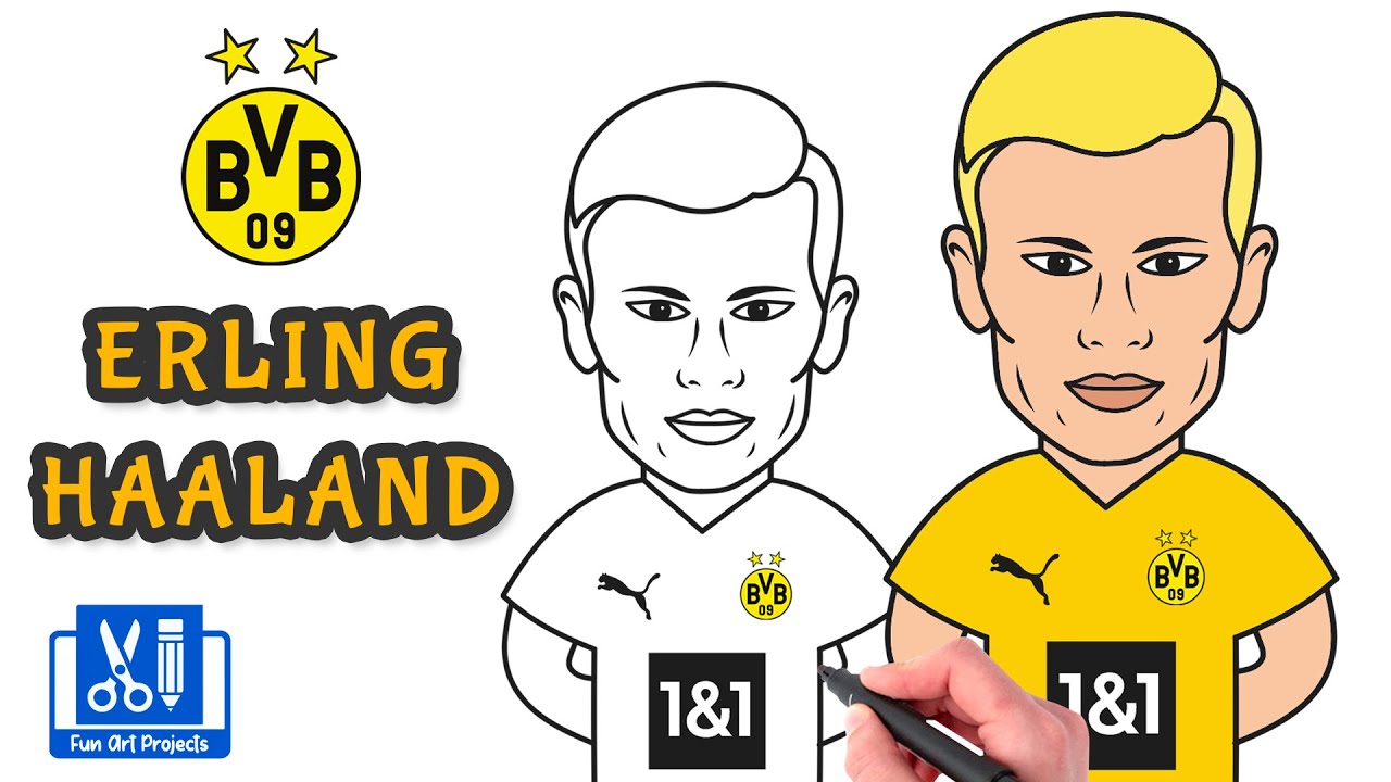 How To Draw Erling Haaland | Goal Machine Soccer Player | Draw Football ...