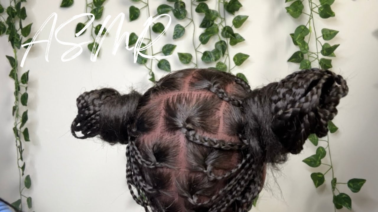 ASMR | Playing/Styling Braids w/ Long Nails | Hair Play (No Talking ...