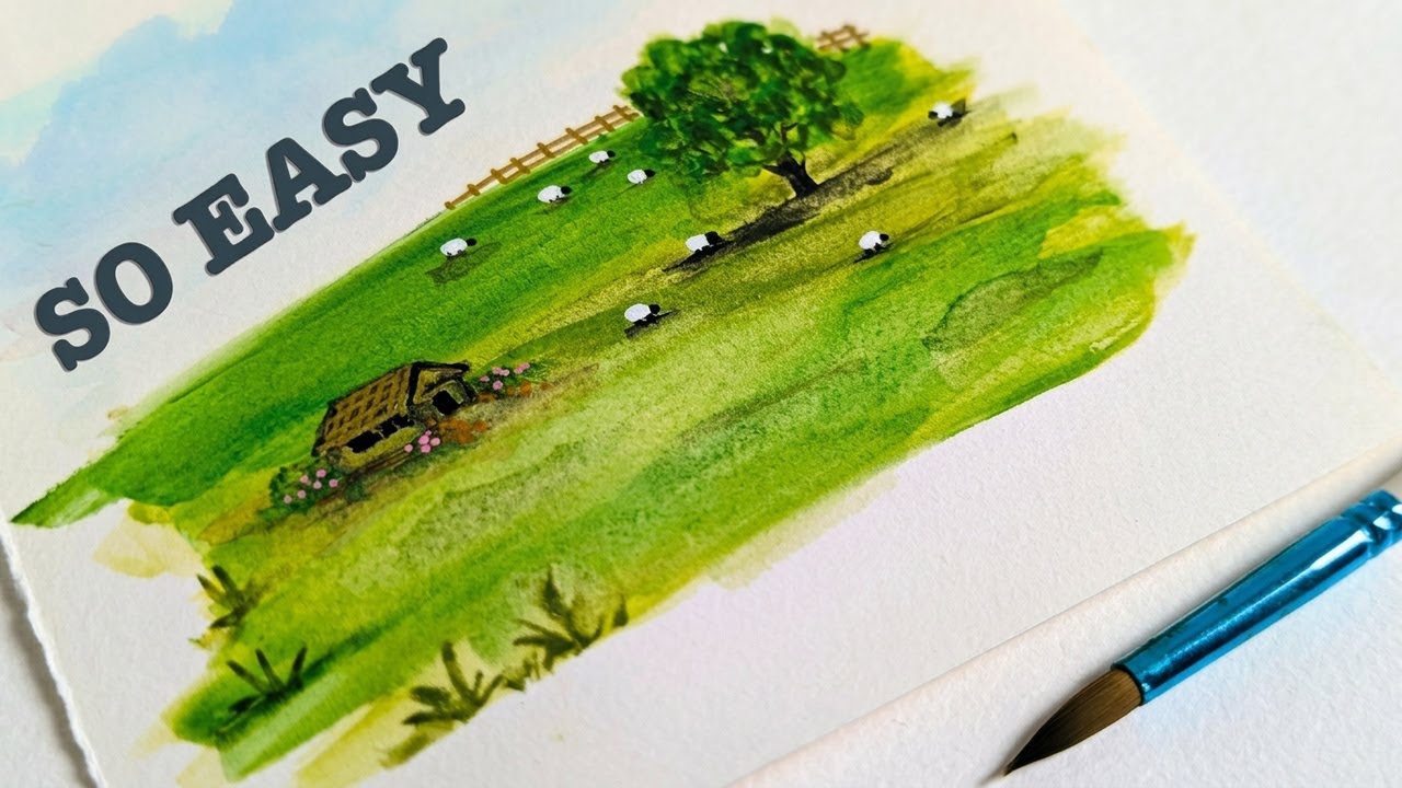 Tiny Watercolor Landscape Anyone Can Paint | Relaxing Beginner Tutorial ...