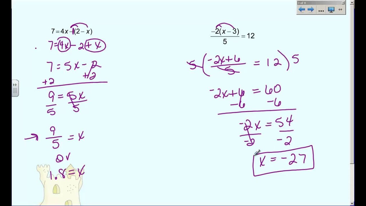 Multi Step Equations with Distribution - YouTube