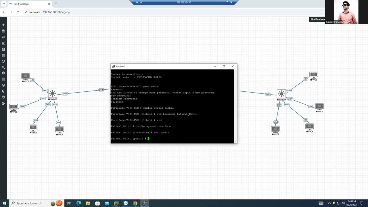 Initial configuration of factory default FortiGate firewall through CLI - YouTube