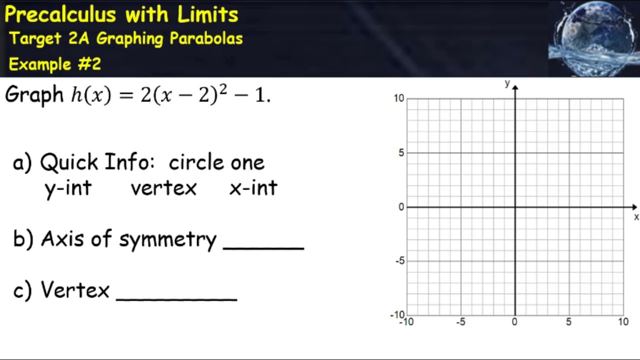 PreCalc Target 2A Graphing Parabolas - YouTube