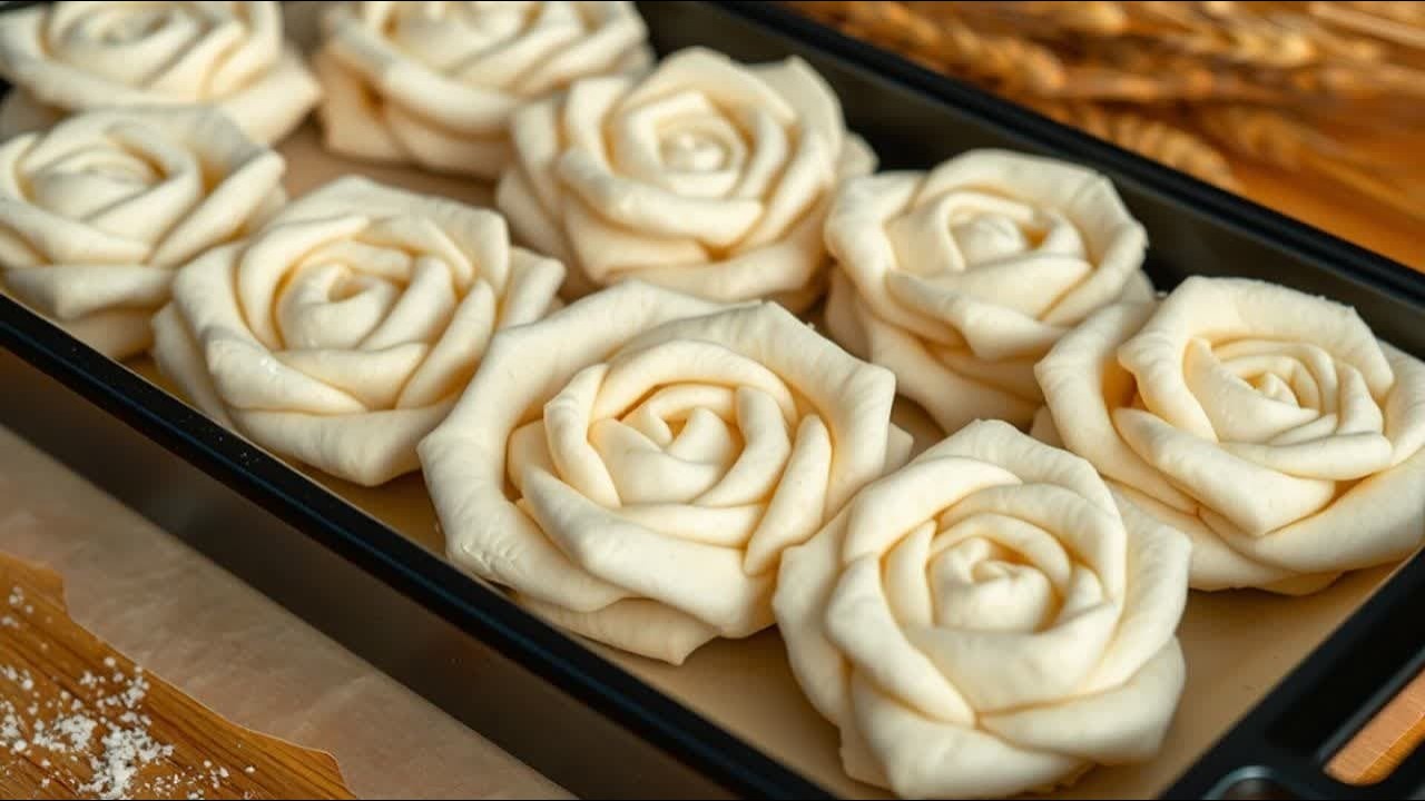 Pastries hide this ️Dough in 15 minutes ️Rose roll bread ️Stays soft ...
