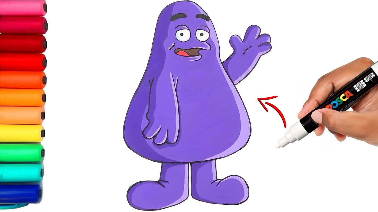Drawing Grimace from McDonald’s + Posca Markers💜🥤 - YouTube