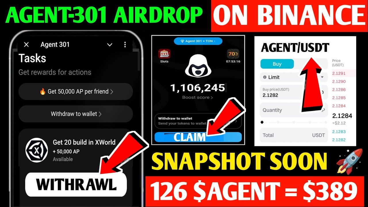 Agent 301 Airdrop Snapshot Complete 🔴 | Agent 301 Listing Date | Agent 301 New Update | Agent ...