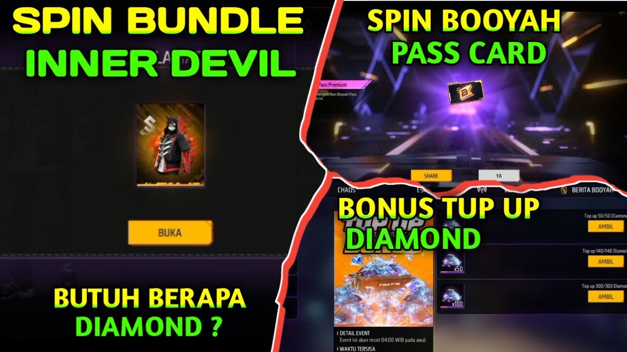 HABIS BERAPA DIAMOND TRIK SPIN BUNDLE INNER DEVIL, CARA SPIN BUNDLE FF ...