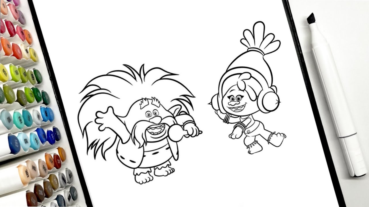 Trolls King Peppy and Dj Suki Coloring | Coloring Videos for Kids # ...
