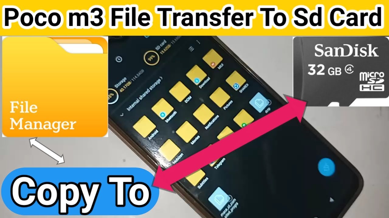 Poco M3 File manager documents Copy Or Move to Sd Card - YouTube