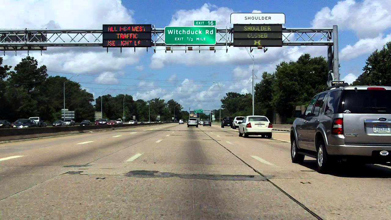 Virginia Beach Expressway (Interstate 264 Exits 18 to 15) westbound ...