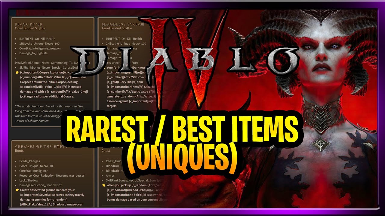 Diablo 4 Best And Rarest Items in Game Diablo 4 UNIQUES Part 1 Generic ...