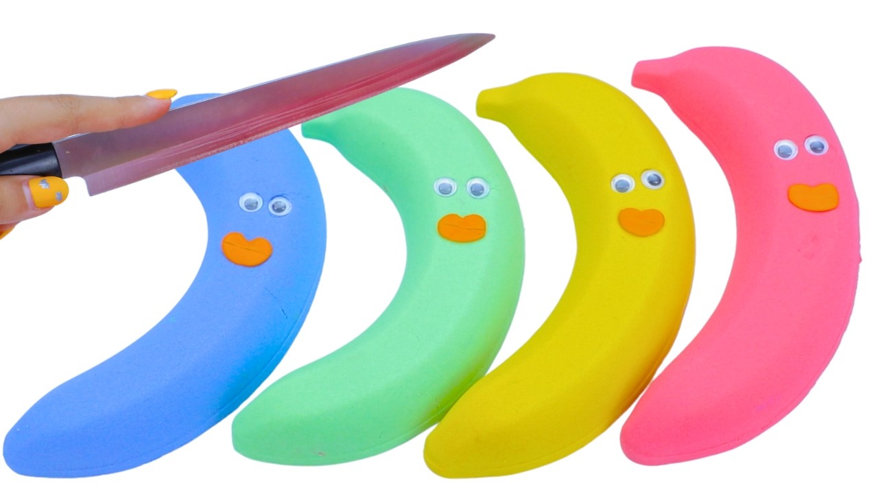 Satisfying Video | How to Make Rainbow Banana From Kinetic Sand Cutting ...