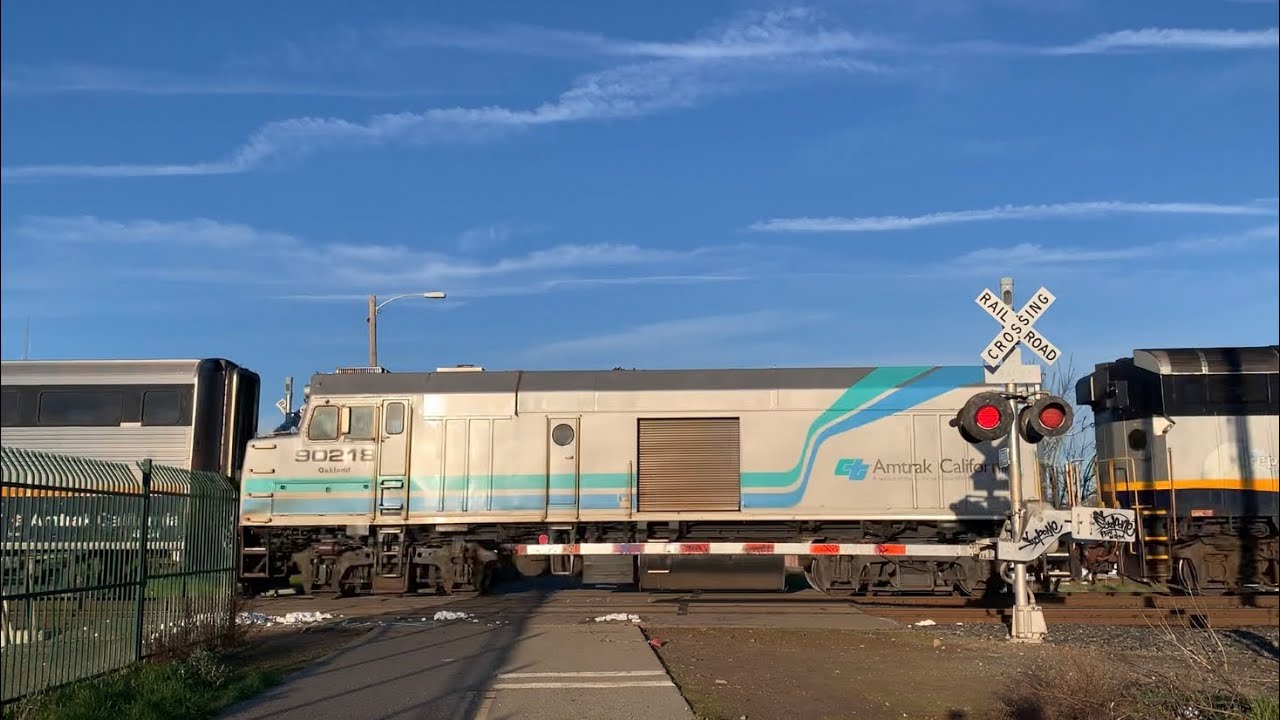 Amtrak CDTX 6963 San Joaquins Train 702 South - Calaveras Bike Trail Railroad Crossing, Stockton ...