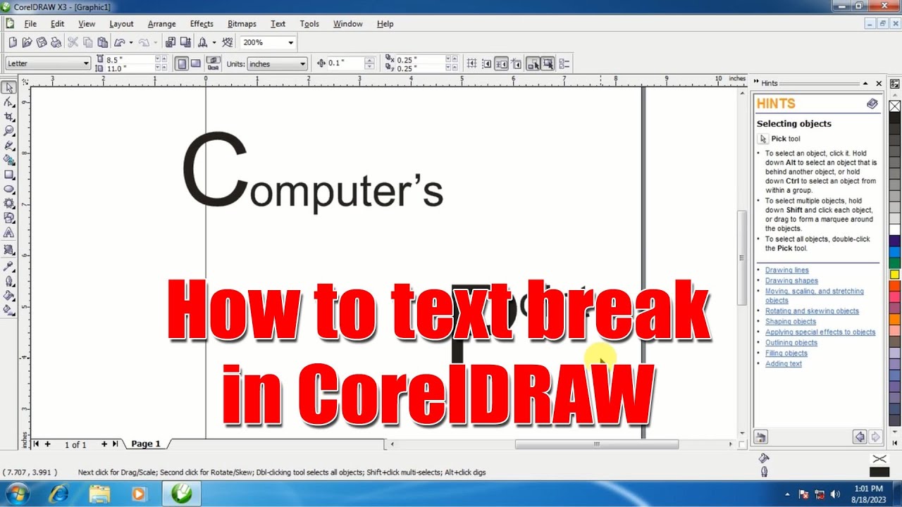 how to make text break in CorelDRAW X3 - YouTube