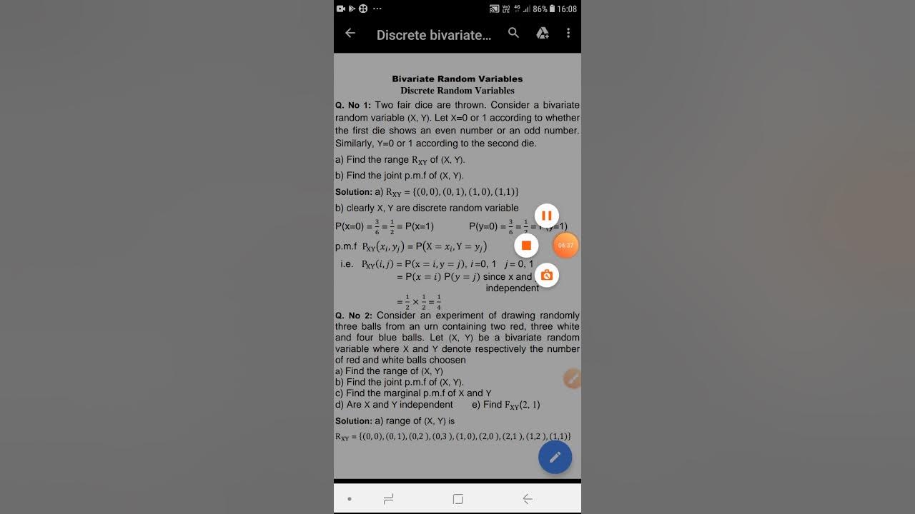Solved questions of Discrete bivariate random variables-2 MRK - YouTube