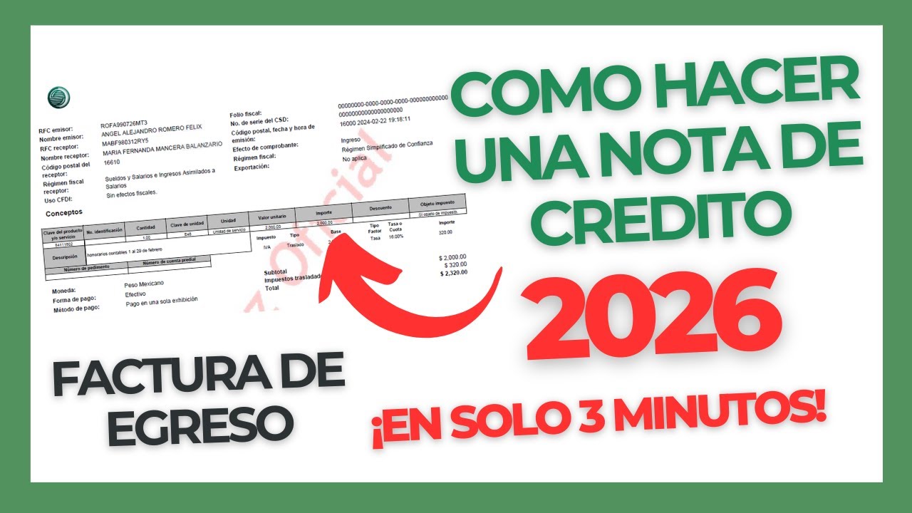 COMO HACER una NOTA de CREDITO | FACTURA de EGRESO SAT - YouTube