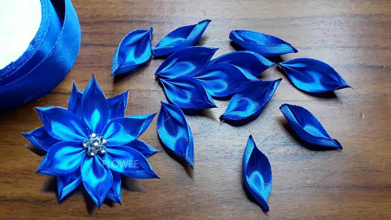 💙 Amazing ribbon flower craft - diy beautiful flower making with satin ...