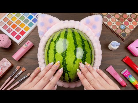 ASMR maquiagem na melancia 🍉 Compilado de rotina de skincare satisfatória