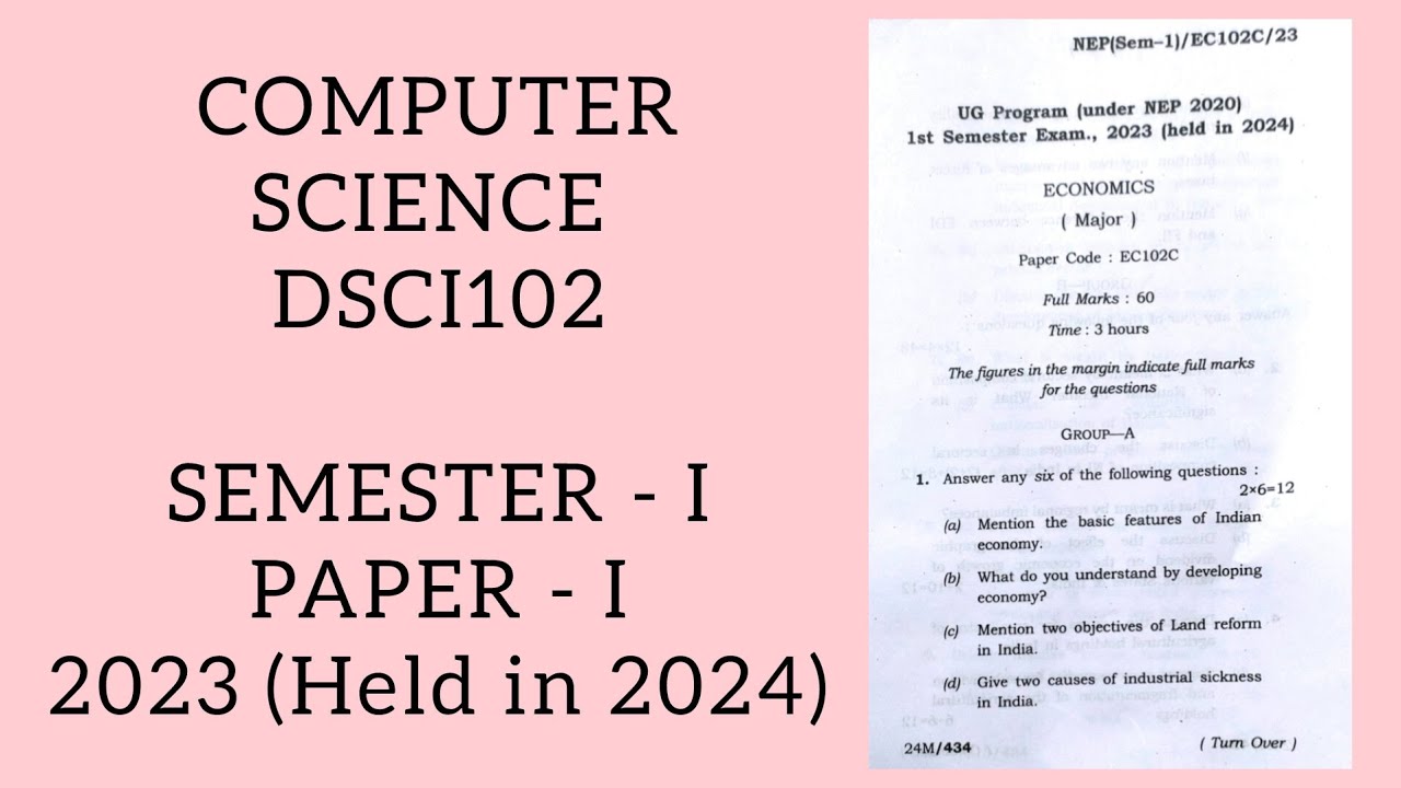 Computer Science DSCI102 1st Semester Paper-I 2023-24 Tripura ...