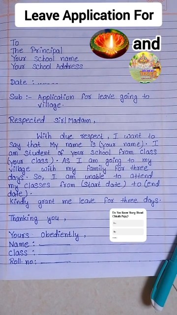 Leave Application For Diwali and Chhath Puja Festival for going to ...