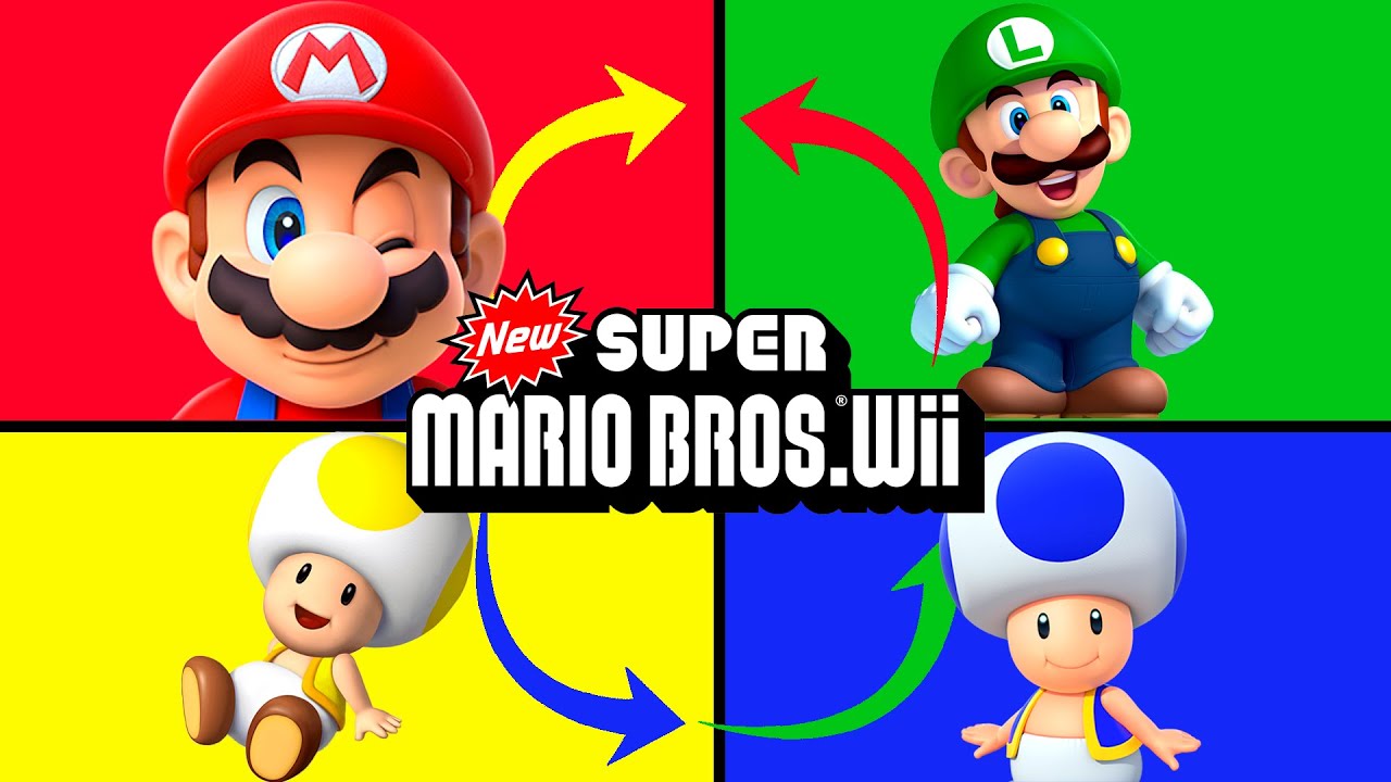 New Super Mario Bros. Wii | 1 Player playing as all 4 Characters - YouTube