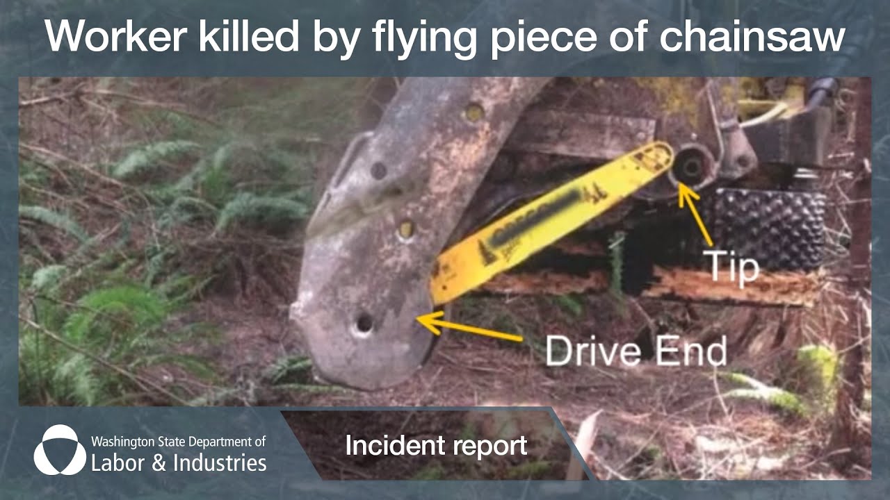 Worker killed by flying piece of chainsaw - YouTube