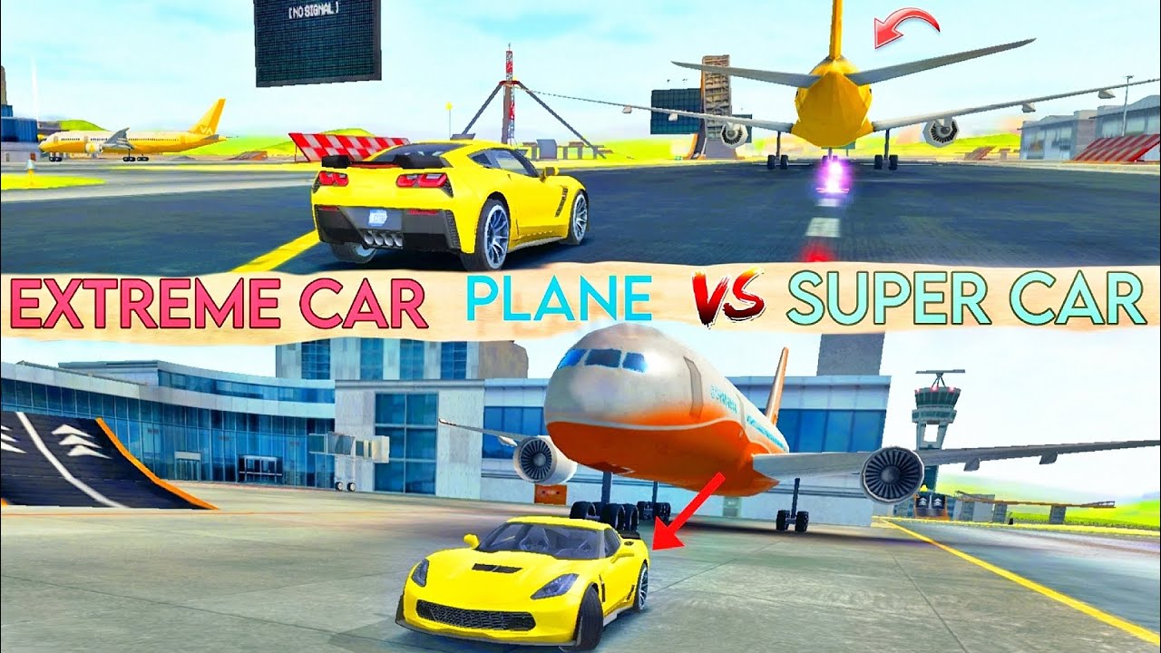 EXTREME CAR DRIVING SIMULATOR 🐎| PLANE Vs SUPER CAR RACE 🏁 - YouTube