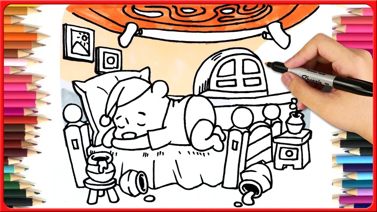 Winnie the Pooh Drawing Tutorial | Easy Cartoon Character Art | Rainbow ...