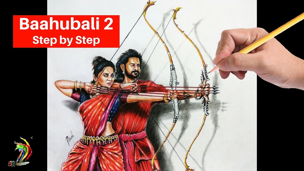drawing prabhas and anushka | bahubali bow and arrow scene | baahubali ...