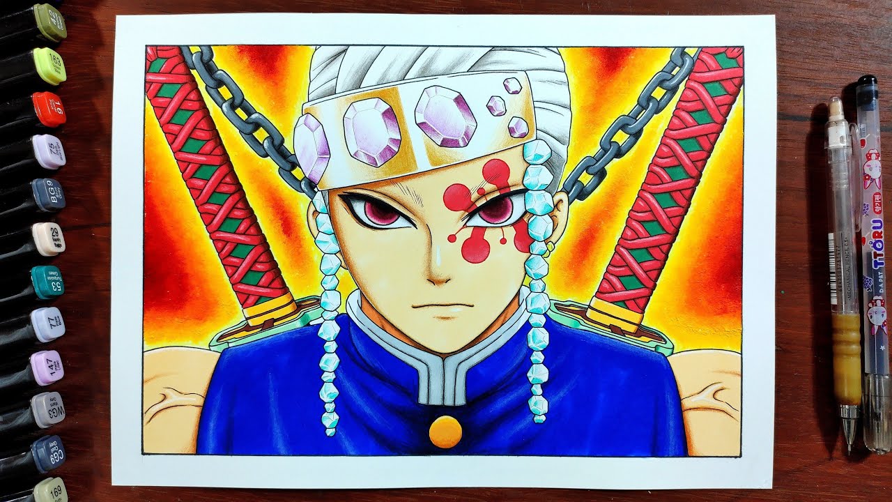 Cách vẽ Uzui Tengen / How To Draw Uzui Tengen / Kimetsu No Yaiba - YouTube