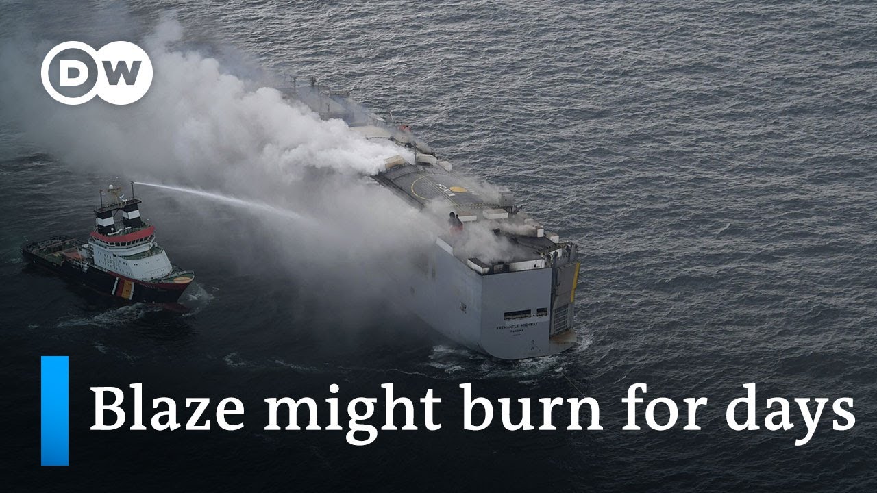 Electric car believed to have caused cargo ship fire | DW News - YouTube