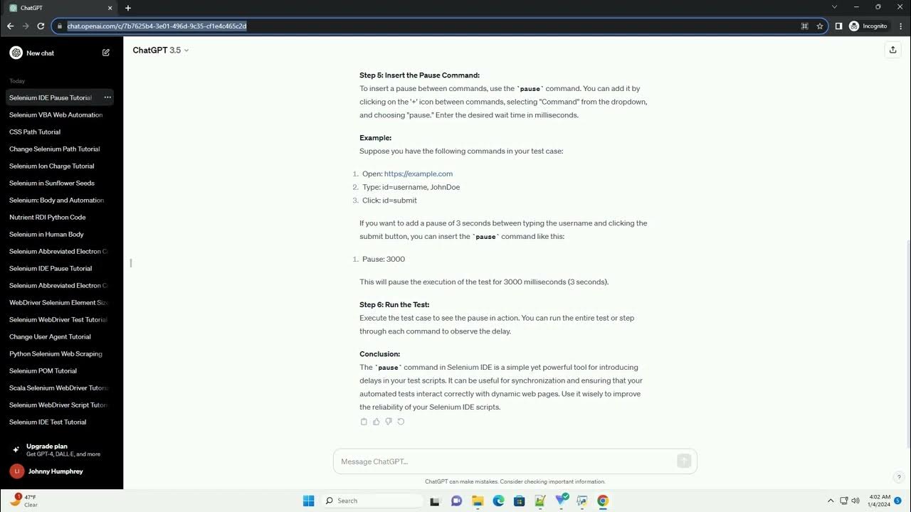 pause in selenium ide - YouTube
