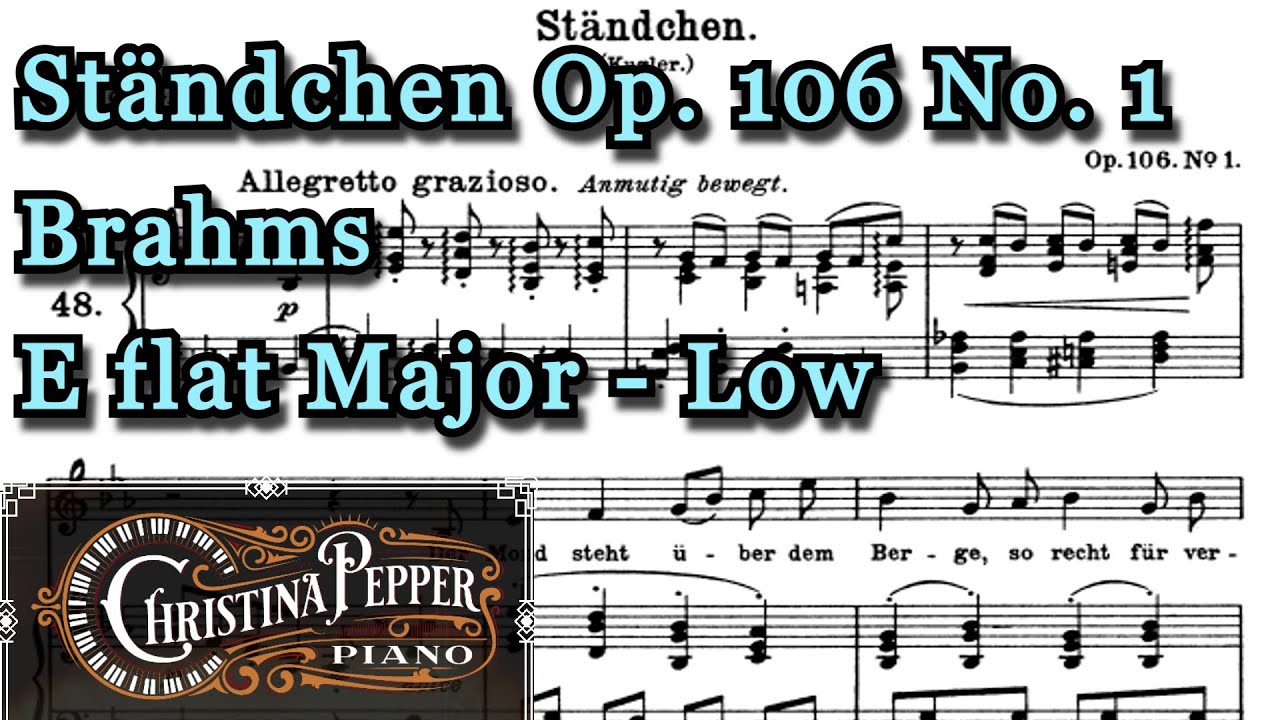 Standchen Brahms Piano Accompaniment E flat Major Low Voice Karaoke ...