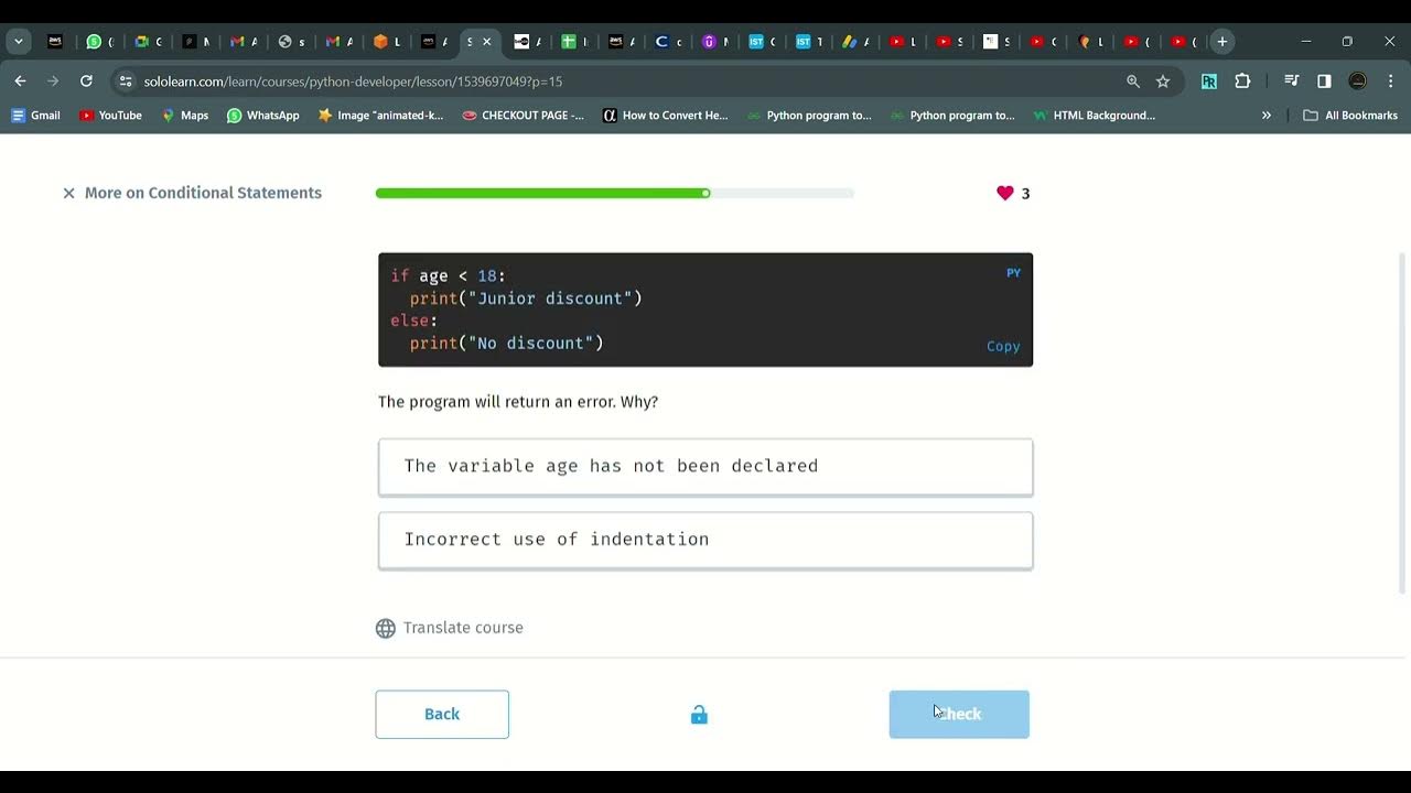 47 More on Conditional Statements | Python Developer | Sololearn - YouTube