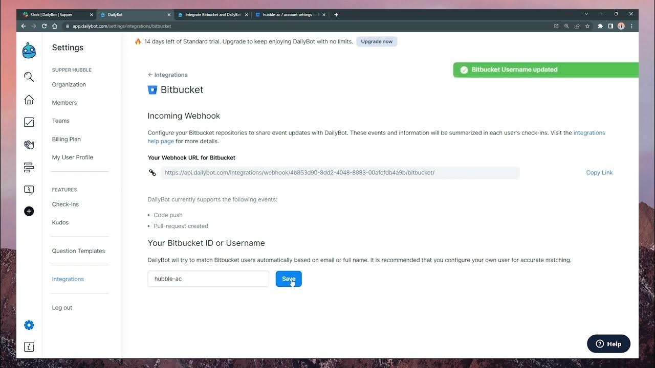 Integrate DailyBot with BitBucket - YouTube