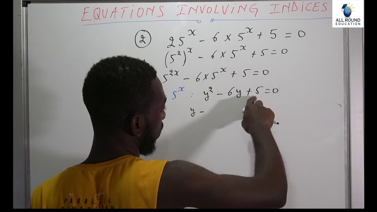 Equation Involving Indices - YouTube