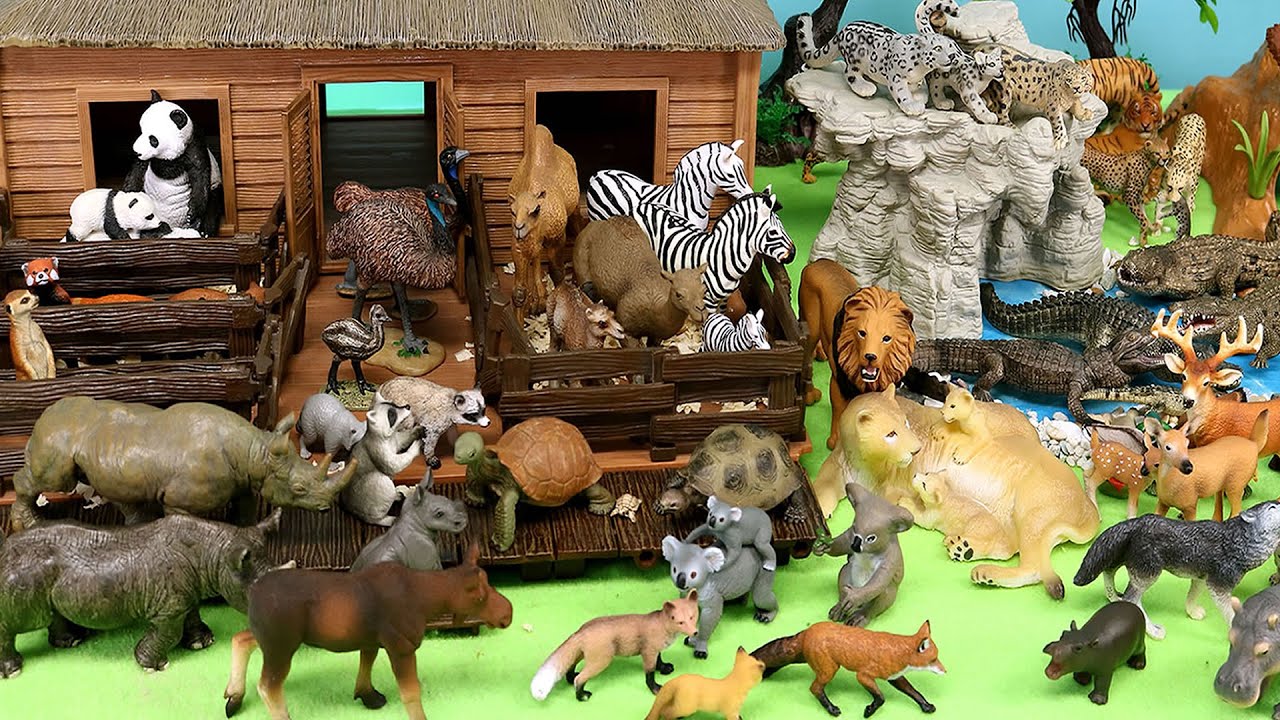 Animal Shelter Set with Group of Safari Animal Figurines - YouTube