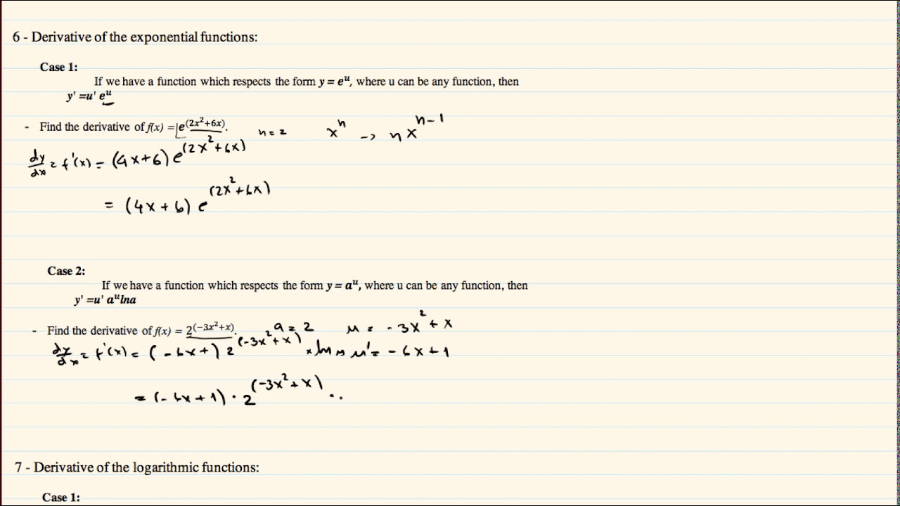 Differentiation Rules - PART 3 (Exponential and Logarithmic functions ...