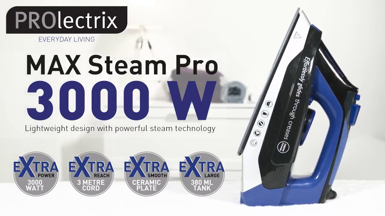 Prolectrix fer à repasser à vapeur 3000w - YouTube