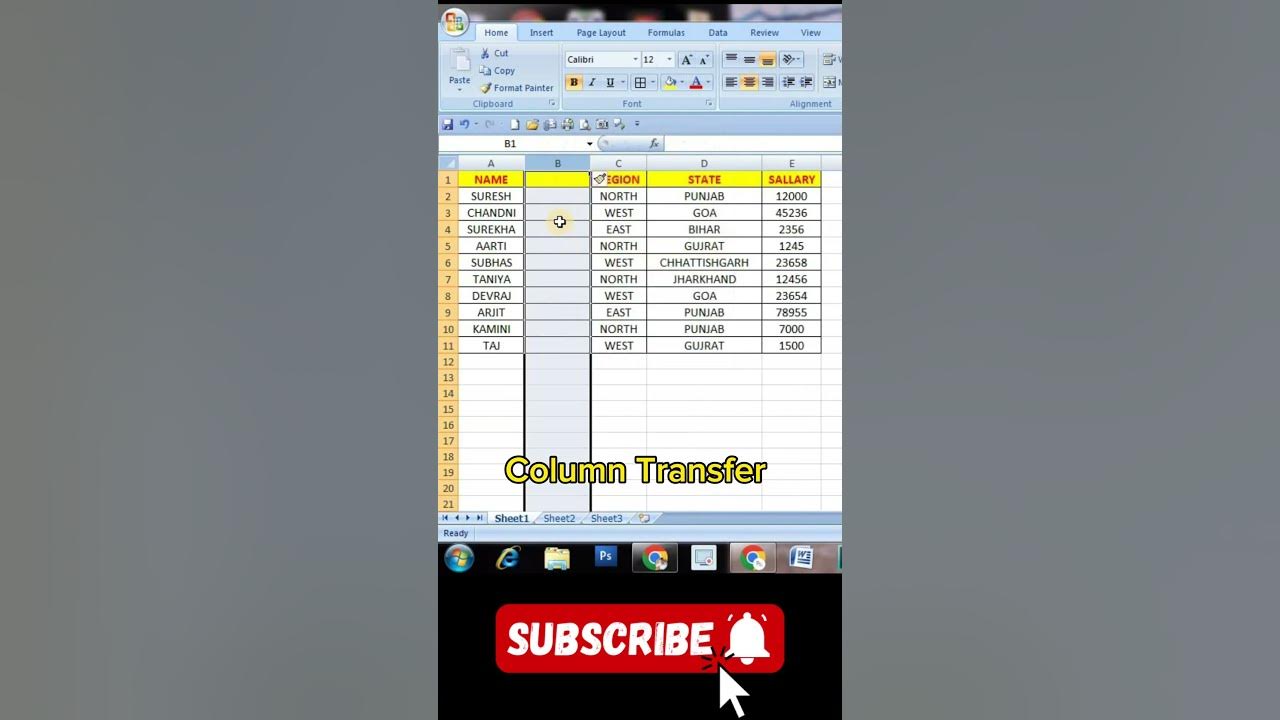 Column Transfer in Excel// How to Move Column in Excel// @BKCOMPUTERLAB - YouTube