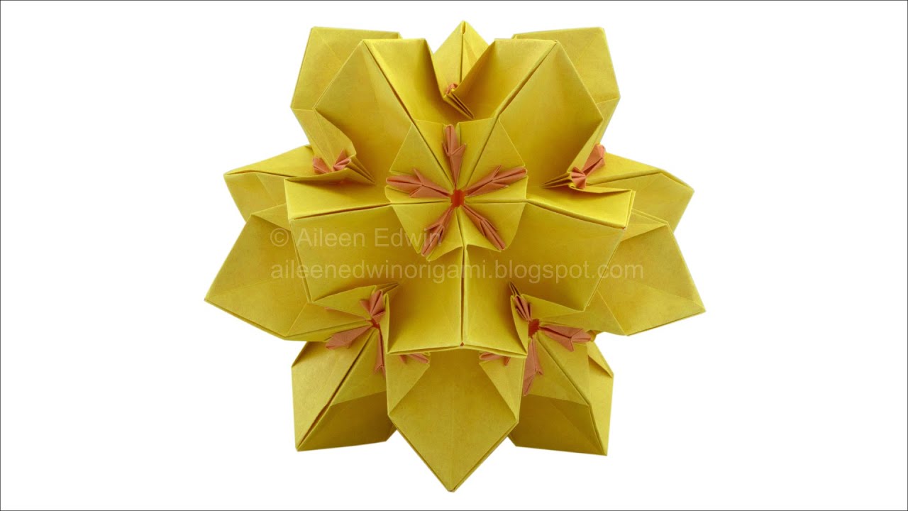 Origami Dual-Coloured Kusudama (Aileen Edwin) Video Tutorial *HD* - YouTube