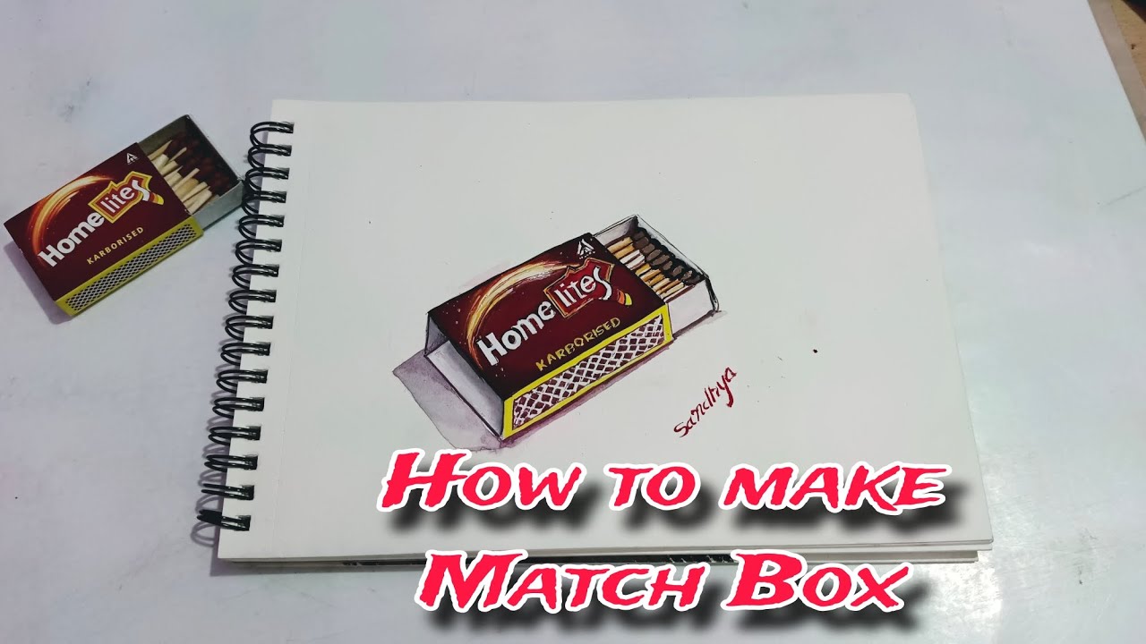 How to make Match Box / Object Drawing / Easy process / Step by step ...