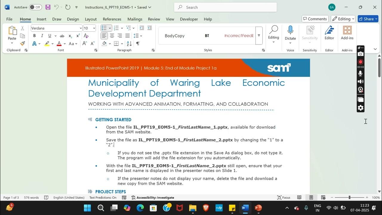 Illustrated PowerPoint 2019 | Module 5: End of Module Project 1a | Municipality of Waring Lake ...