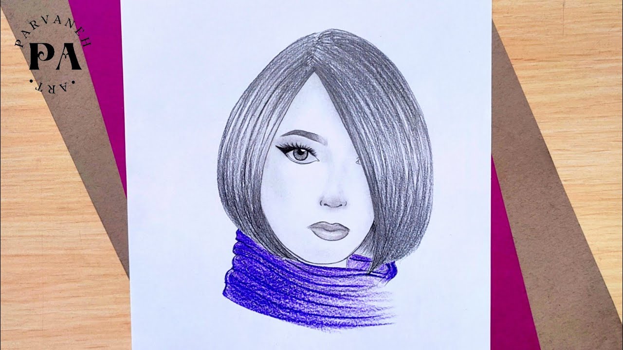 Drawing lady face _ pencil sketch lady step by step easy || how to draw ...