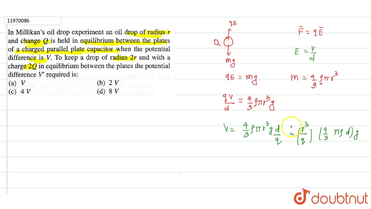 Millikan Oil Drop Experiment Calculations Robert Millikan: The